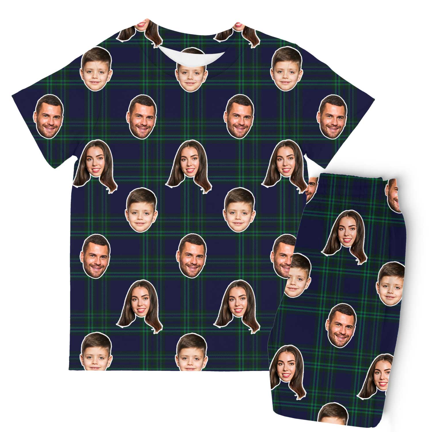 Navy Tartan Custom Kids PJ Trouser Set | Personalised Loungewear