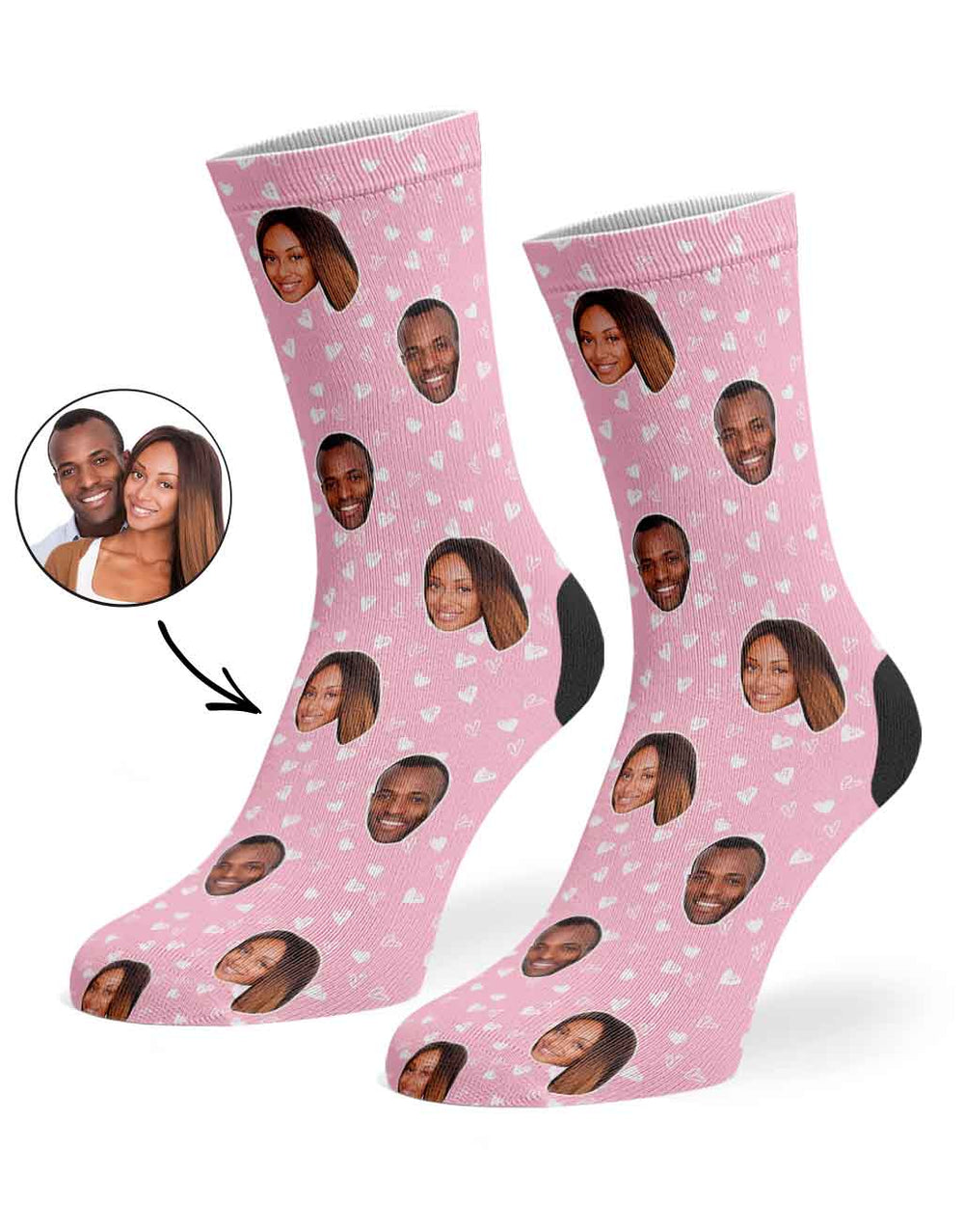 Couples Face Hearts Socks | Personalised Love Socks