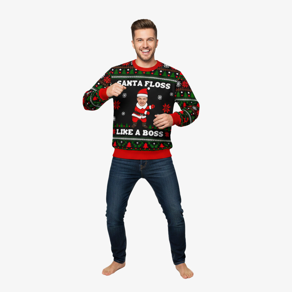 Santa Floss Like A Boss Personalised Xmas Jumper | Funny Personalised ...