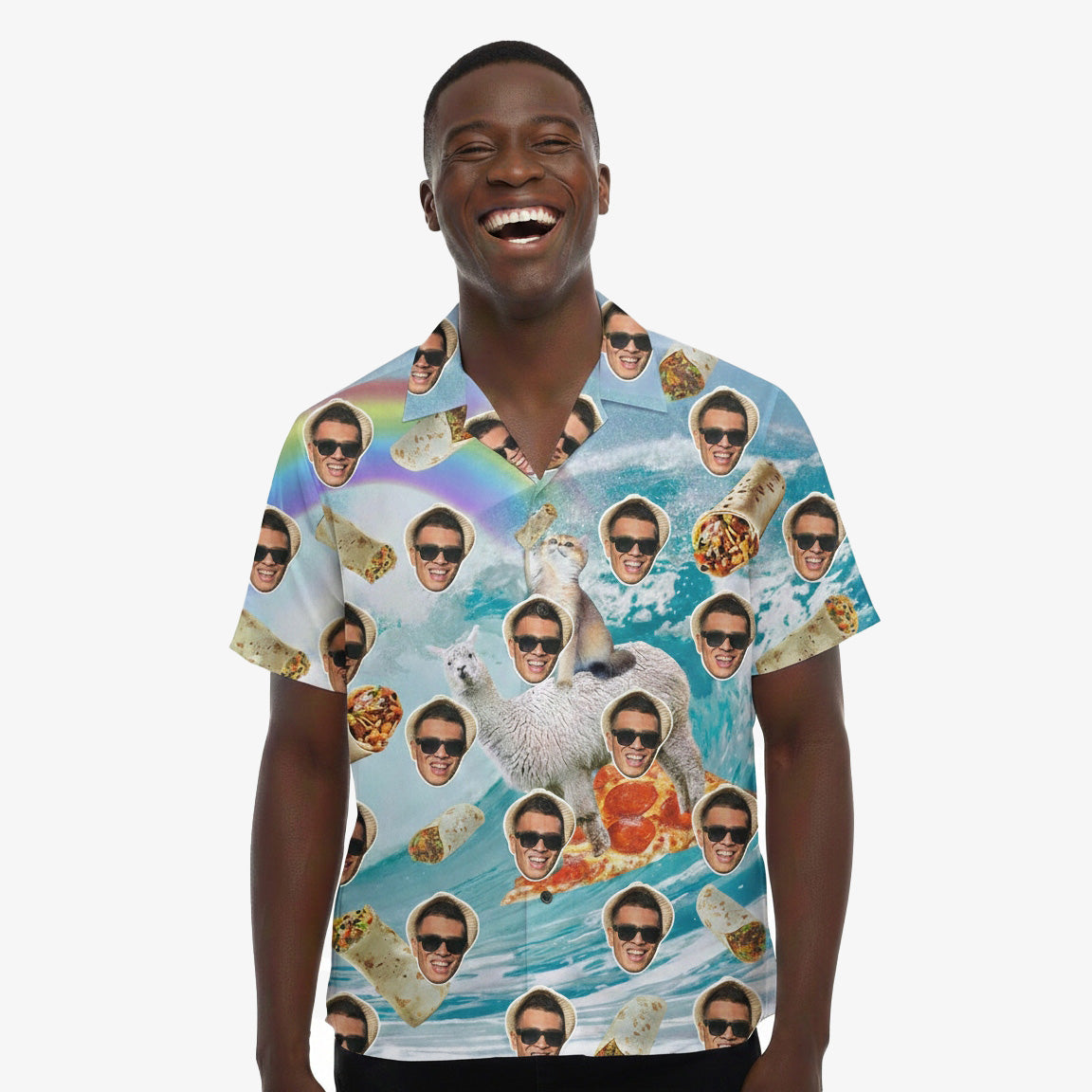 Surfing Llama Custom Face Shirt - Hawaiian Shirt
