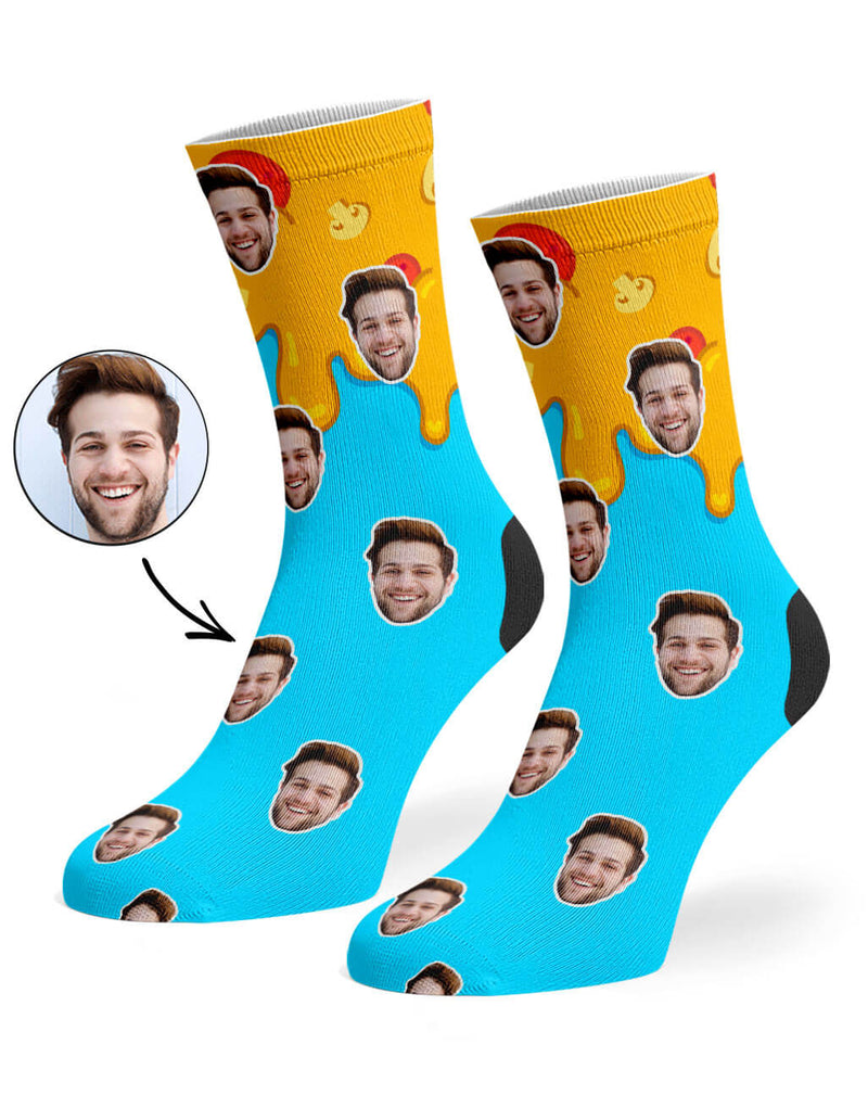 Cheesy Feet Face Socks | Personalised Pizza Socks