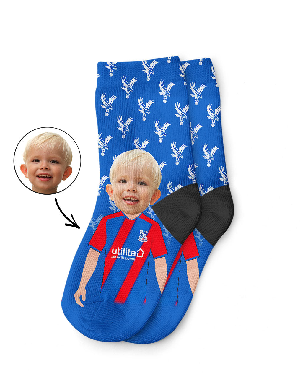 Crystal Palace Fan Kids Socks | Personalised Crystal Palace Gift