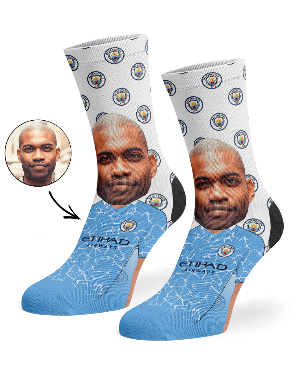 Man City Fan Socks | Personalised Man City Socks